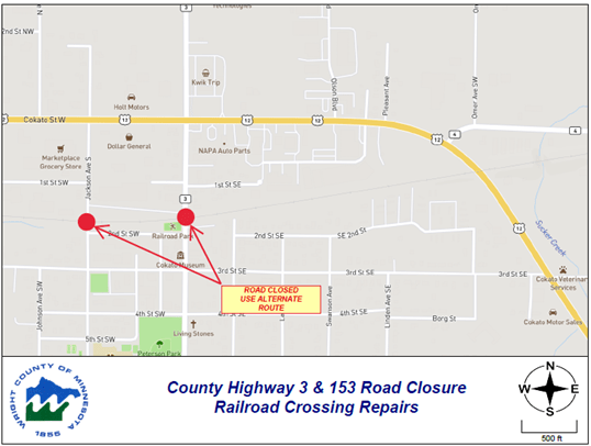 Portion of County Roads 3 and 153 to Close This Week for RR Crossing ...
